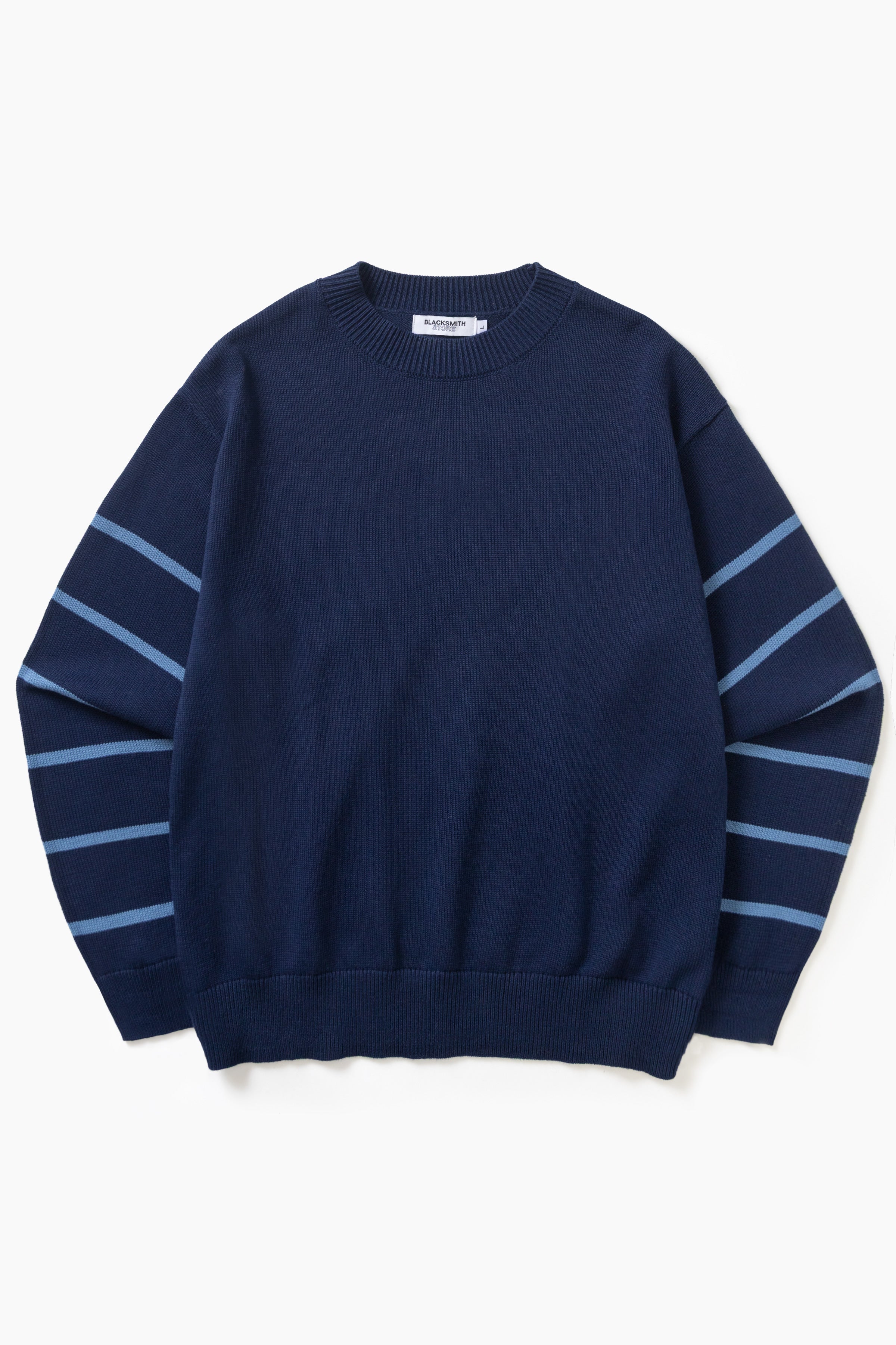 Blacksmith - Banded Sleeve Sweater - Navy – Blacksmith Store